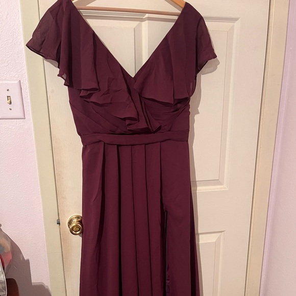 Dresses | Grape Chiffon Vneck Formal Gown With Slit | Poshmark
